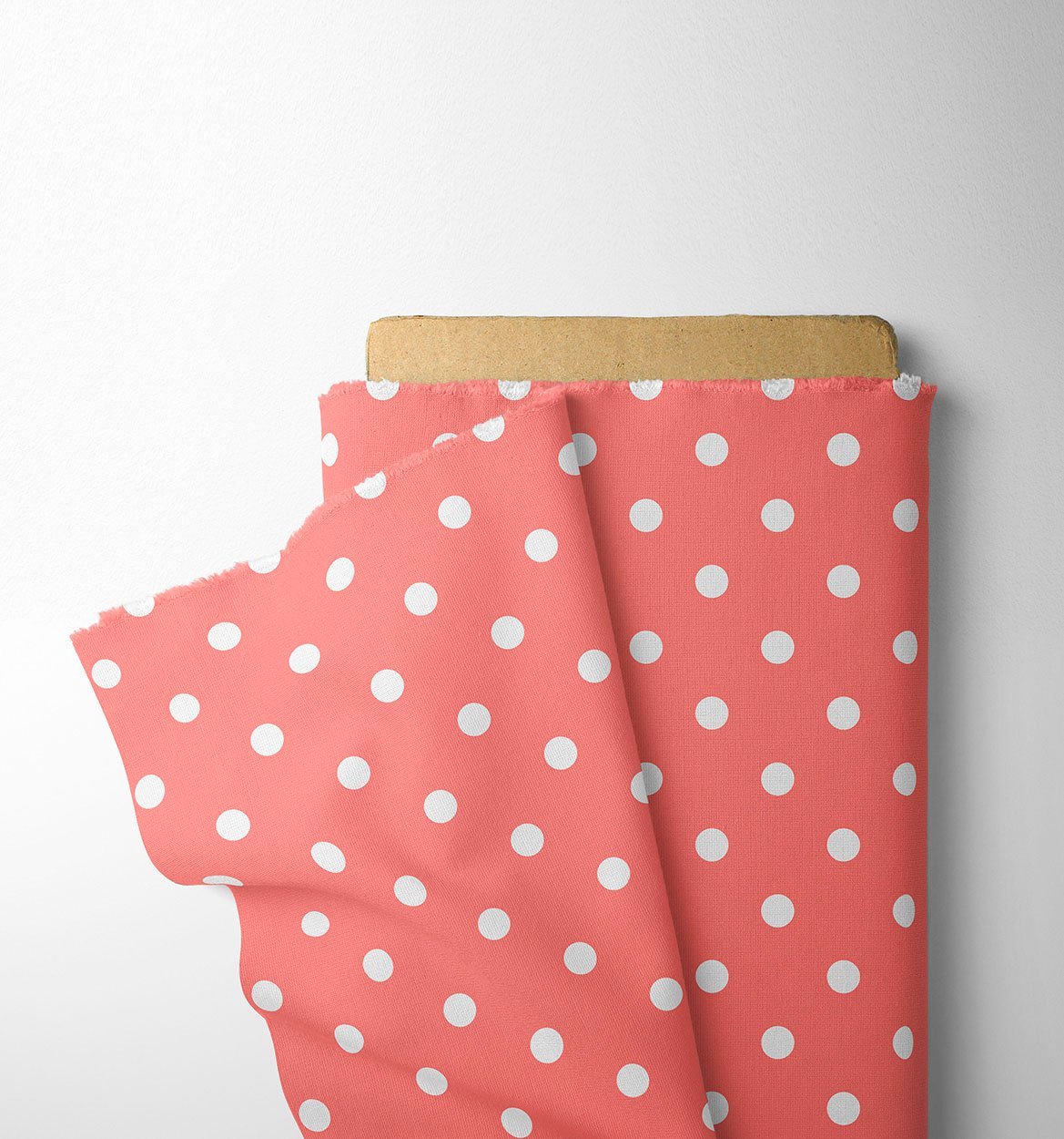 Coral and White Polka Dot Fabric – mayafabrics.com