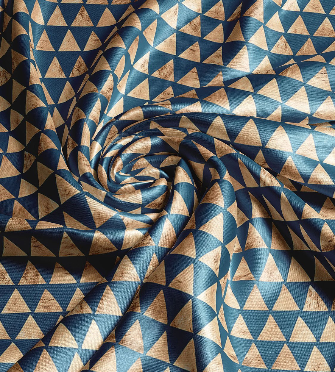Gold Foil Triangle Teal Fabric - mayafabrics.com
