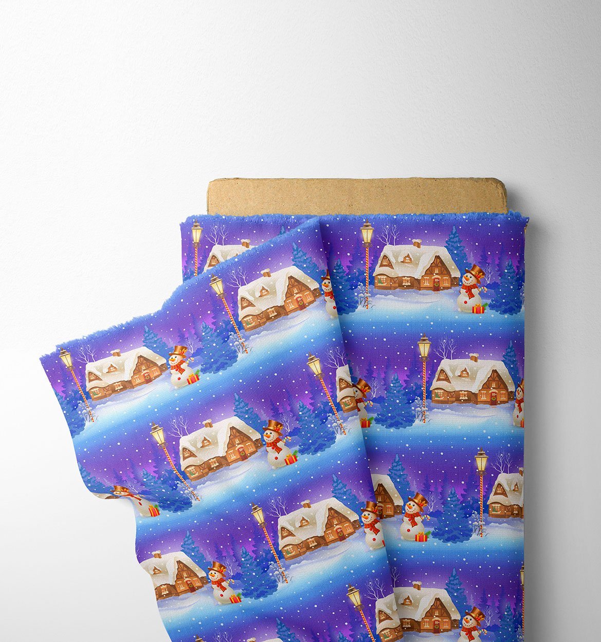 Christmas Village Snow Scene Fabric - mayafabrics.com