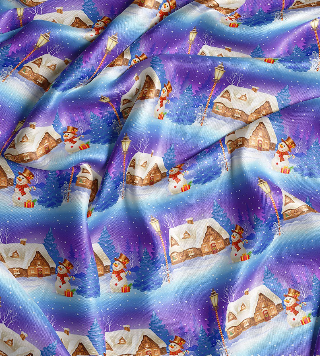 Christmas Village Snow Scene Fabric - mayafabrics.com