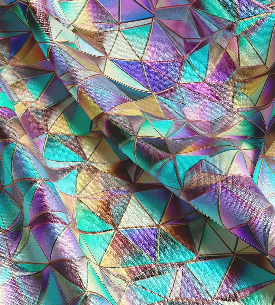 Holographic Triangles 2 Japan Satin fabric – mayafabrics.com