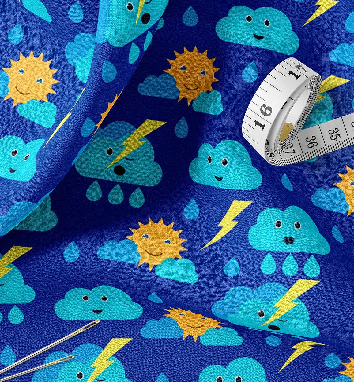 Happy Weather Cartoon Fabric - mayafabrics.com