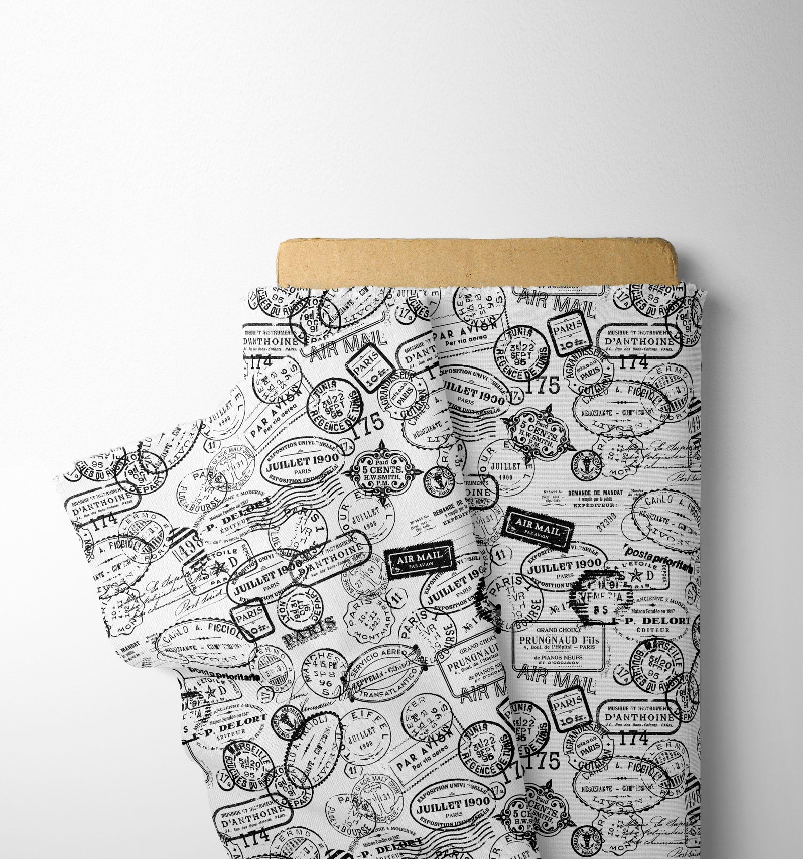 Parisian Postage Stamp Fabric - mayafabrics.com