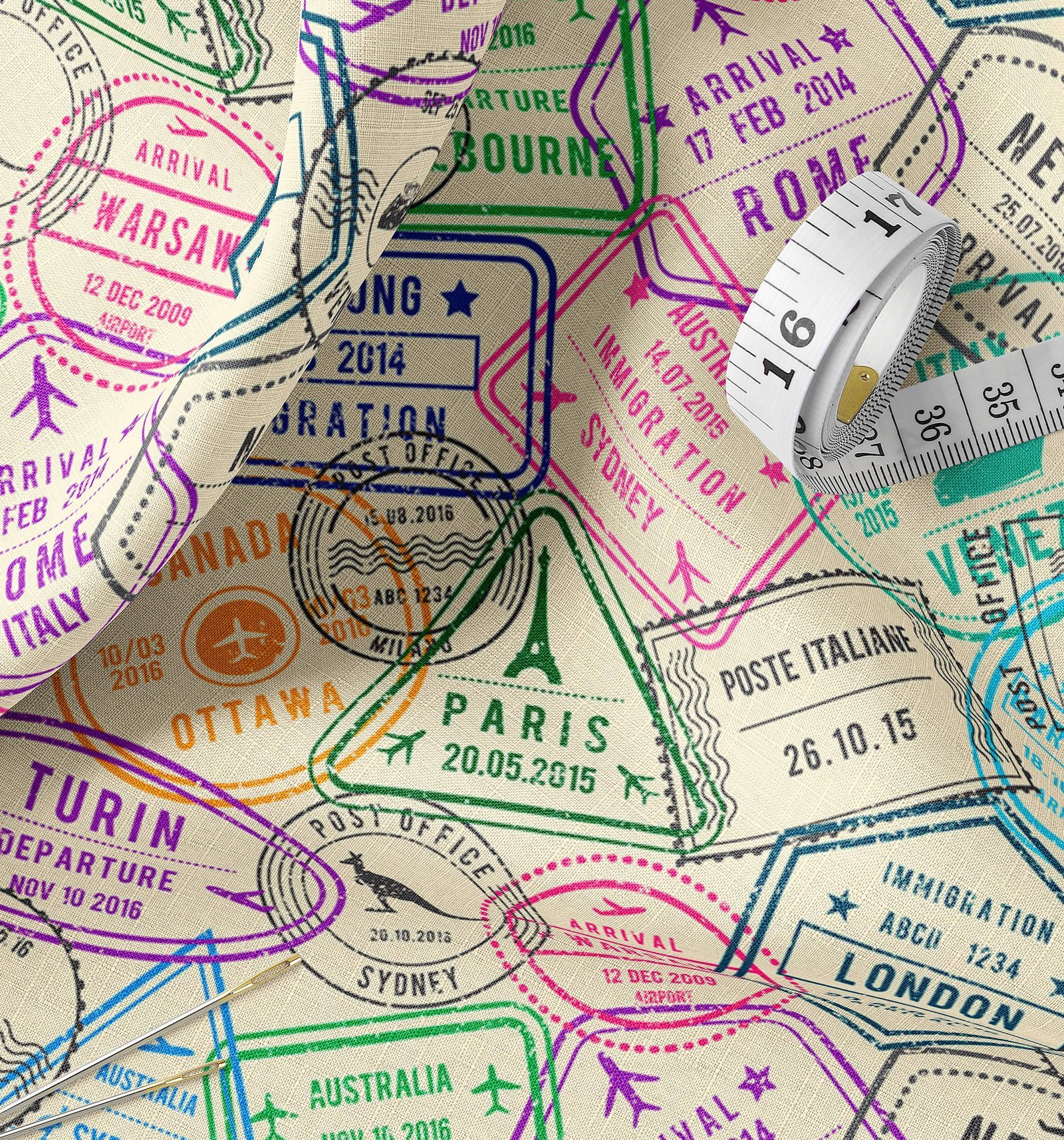 Passport Stamp Print Fabric – mayafabrics.com