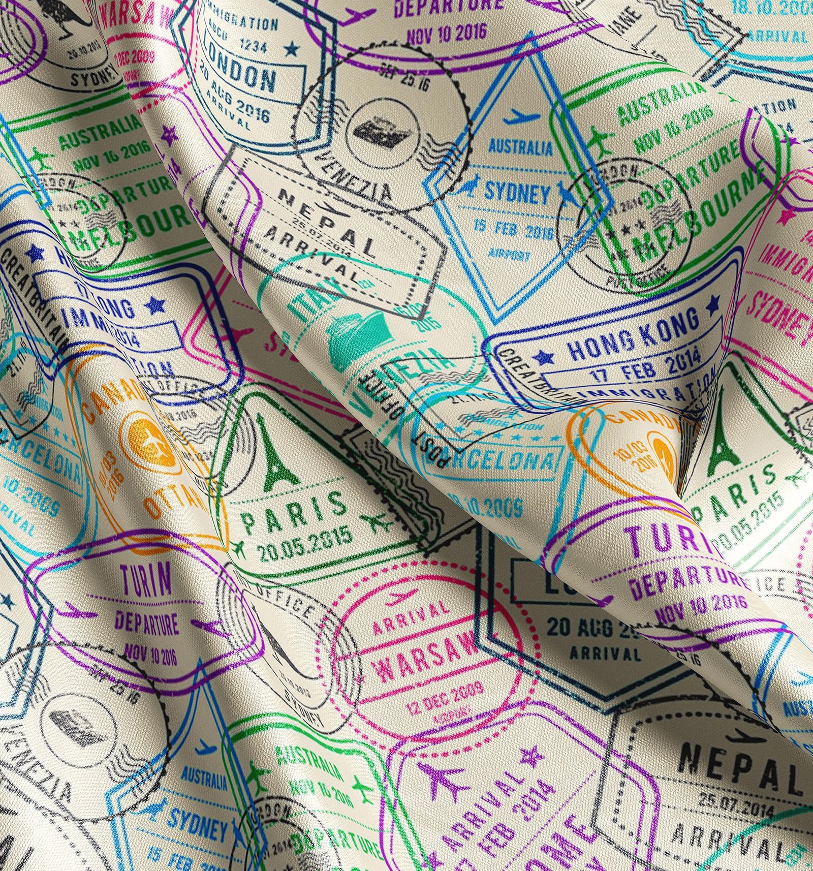 Passport Stamp Print Fabric – mayafabrics.com