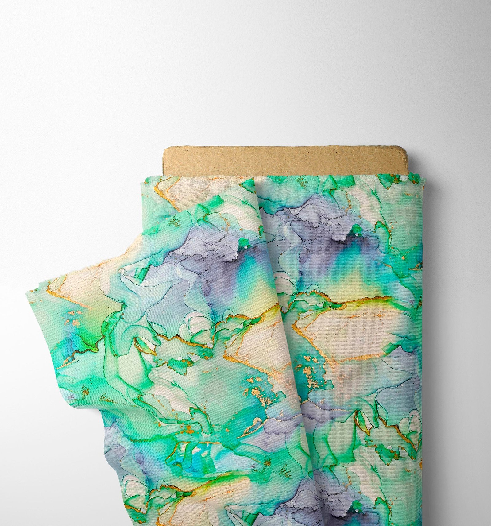 Aqua Gold Marble Fabric - mayafabrics.com