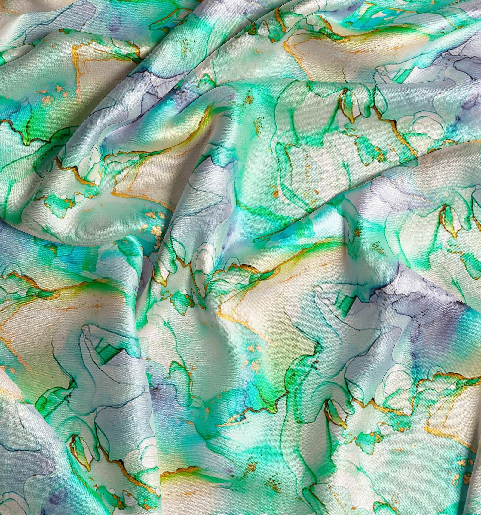 Aqua Gold Marble Fabric - mayafabrics.com