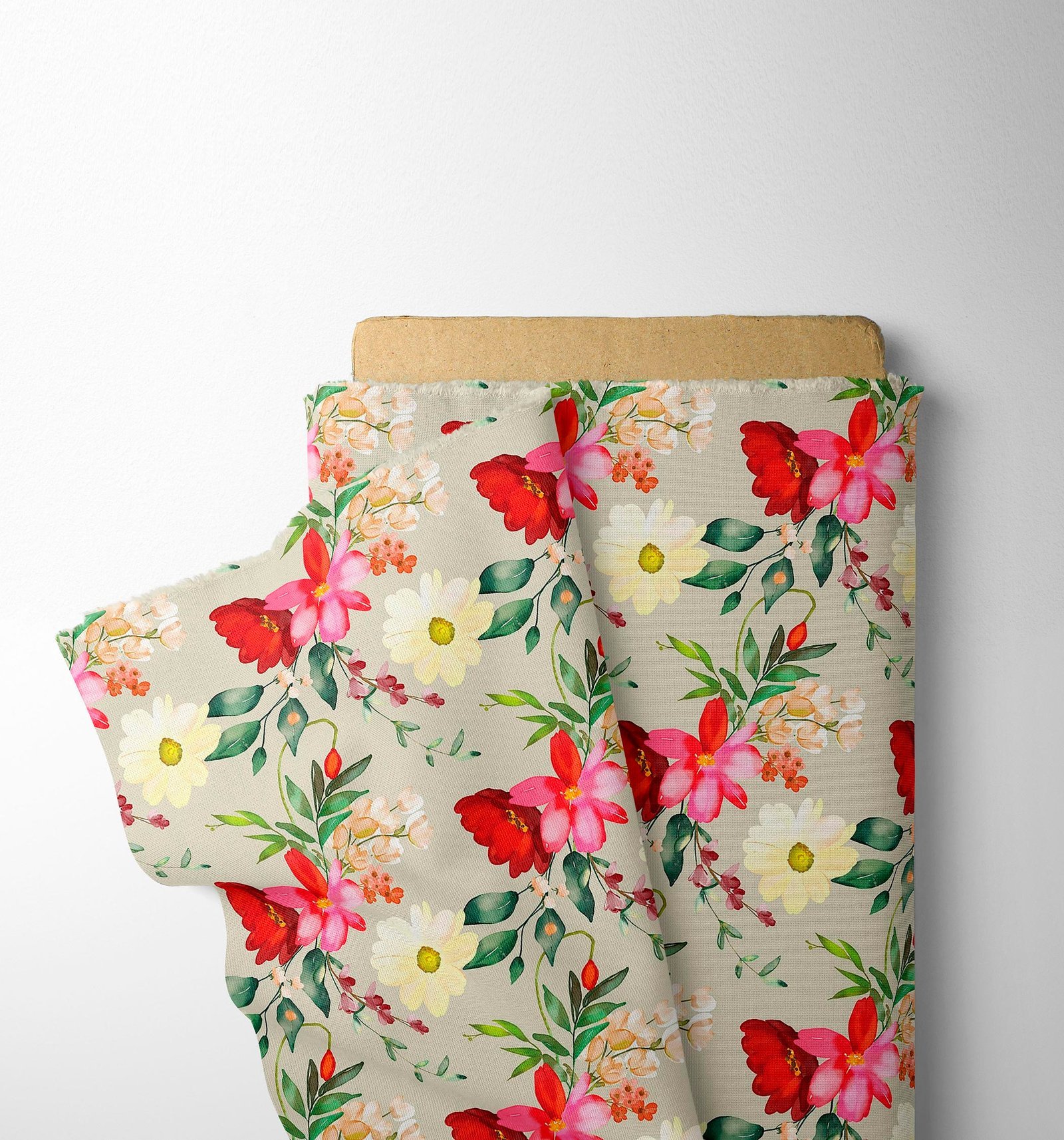 Red & Cream Watercolor Floral Fabric – mayafabrics.com