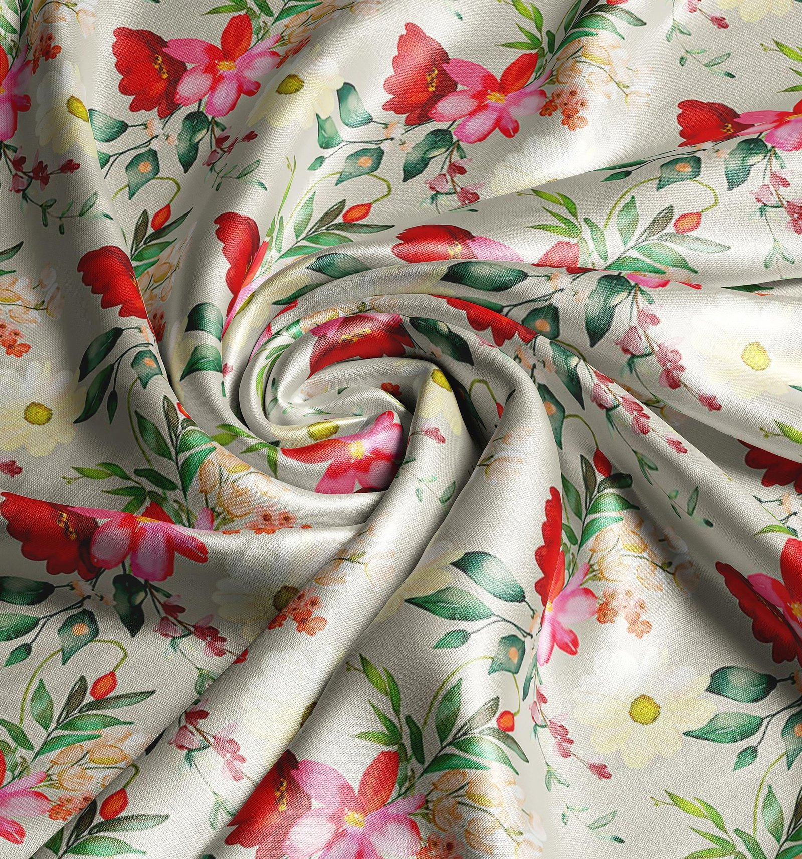 Red & Cream Watercolor Floral Fabric – mayafabrics.com