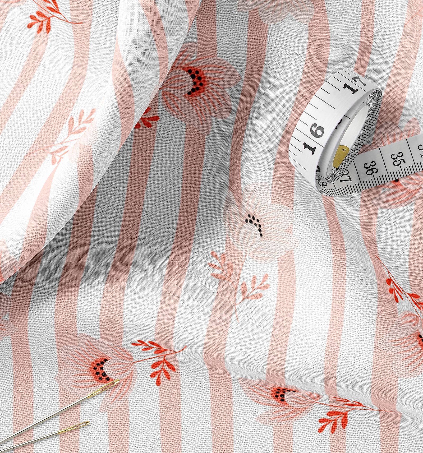 Blush Pink Stripe Floral Fabric – mayafabrics.com