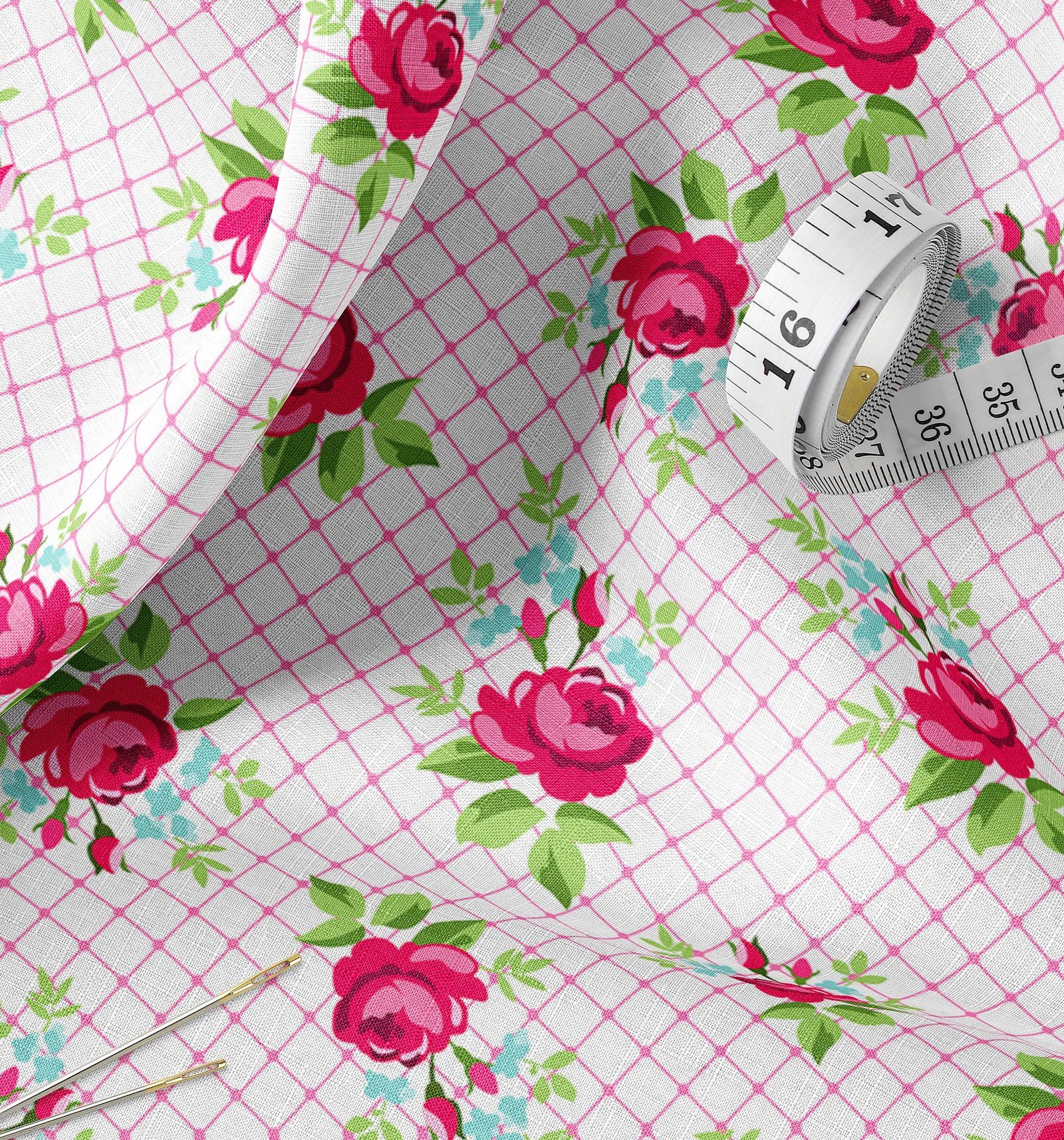 Pink Lattice Rose Fabric – mayafabrics.com