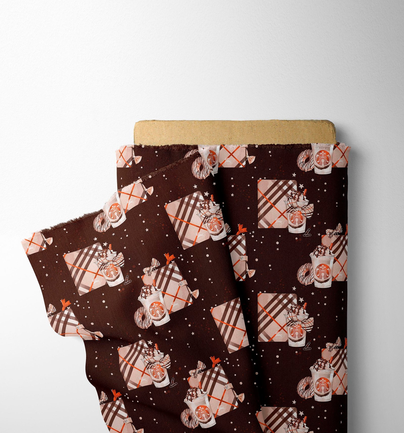 Brown Starbucks Frappuccino Plaid Fabric – mayafabrics.com
