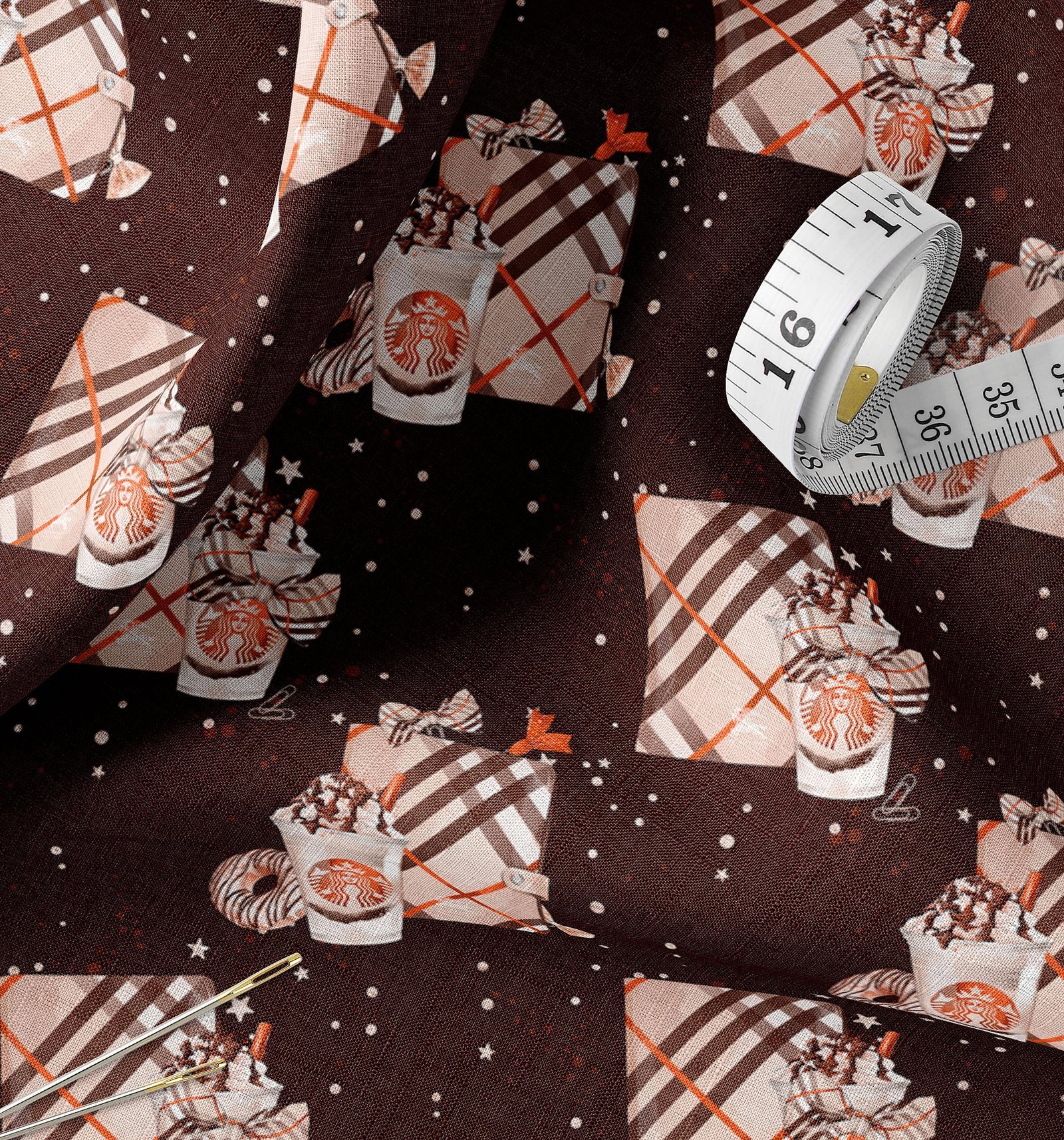 Brown Starbucks Frappuccino Plaid Fabric – mayafabrics.com