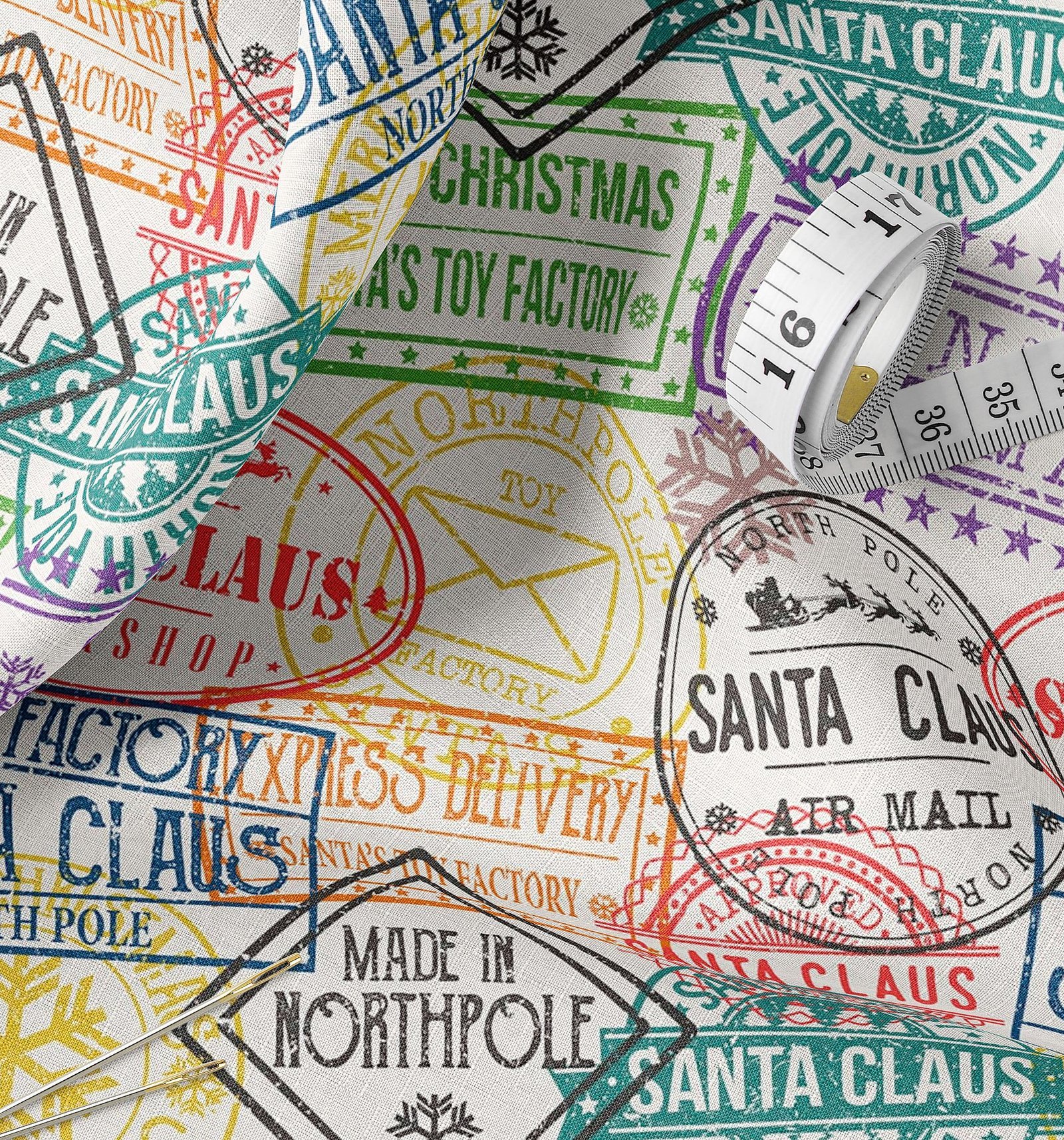 Santa Claus Postage Stamp Fabric – mayafabrics.com