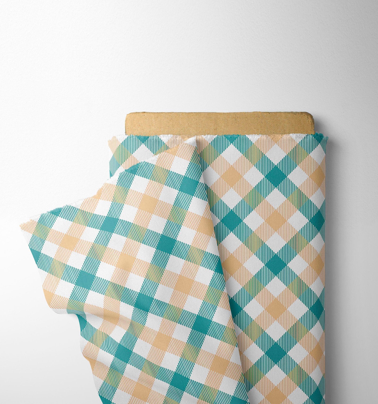 Teal and Beige Plaid Fabric – mayafabrics.com