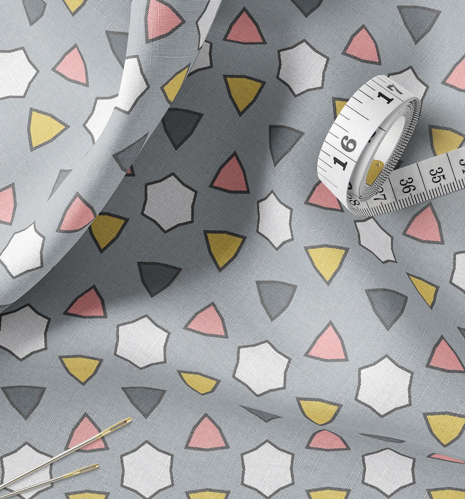 Geometric Pastel Triangle and Star Fabric – mayafabrics.com
