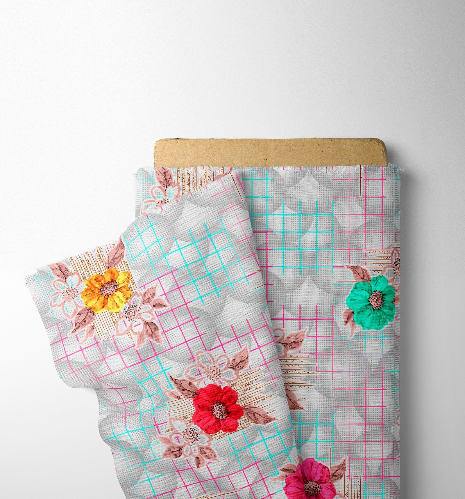 Vibrant Floral Grid Fabric – mayafabrics.com
