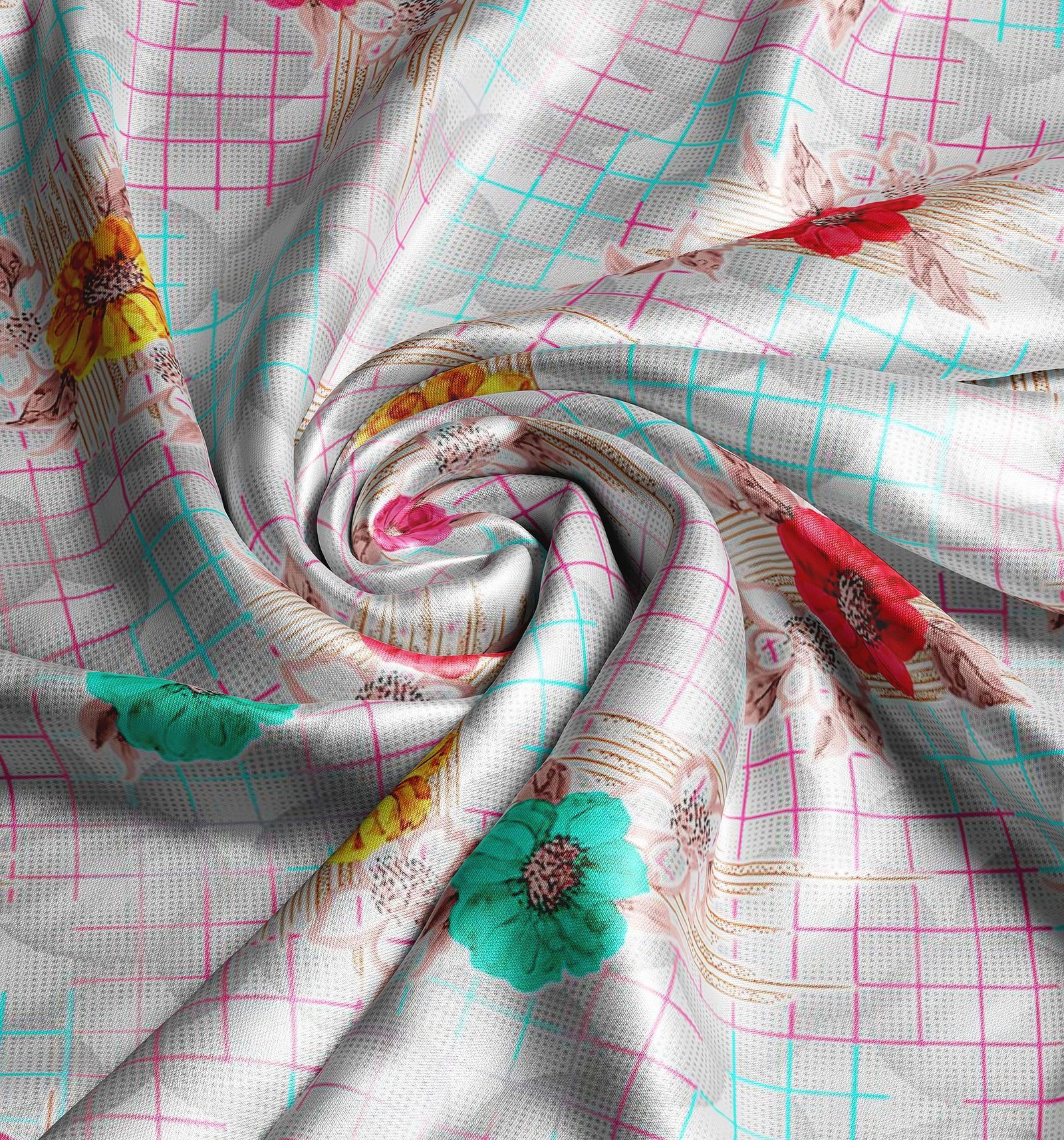 Vibrant Floral Grid Fabric – mayafabrics.com
